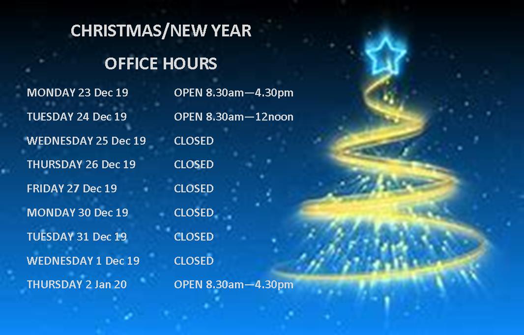 Christmas/New Year Office Hours | Shire of Kent